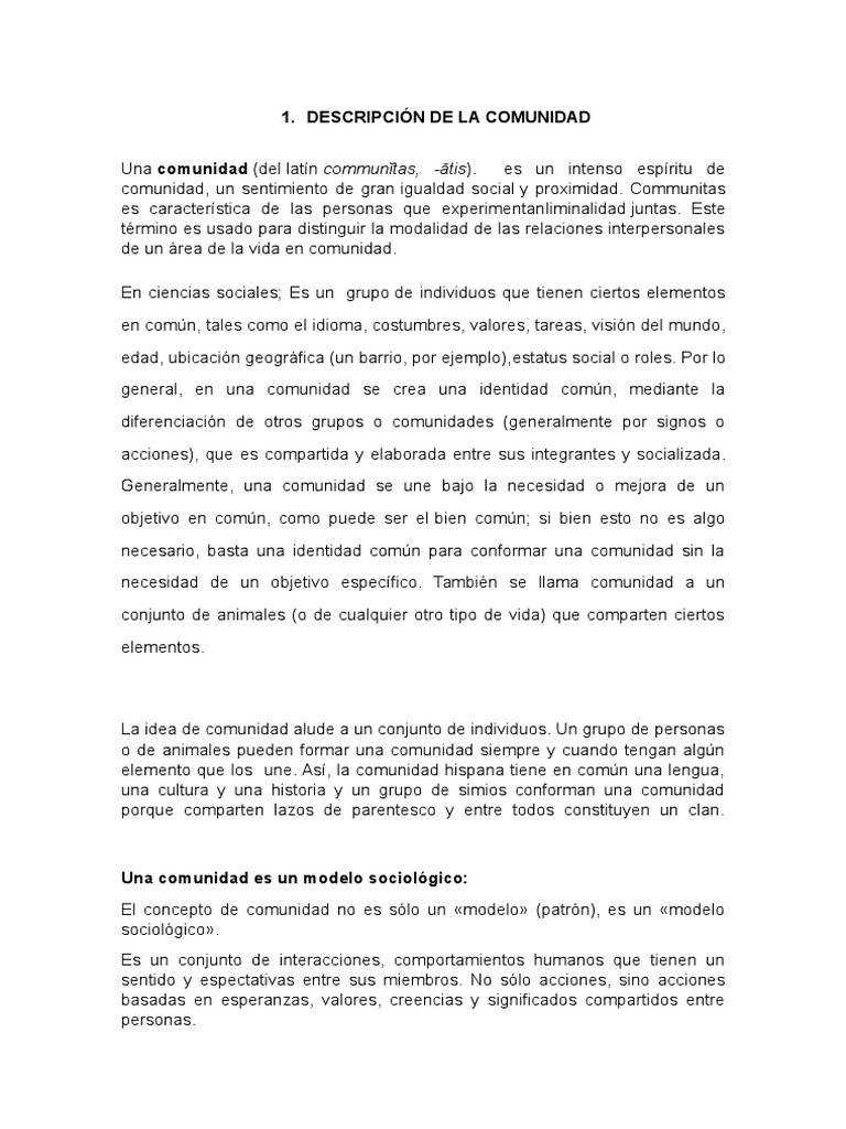 Descripción de La Comunidad | PDF | Comunidad | Science
