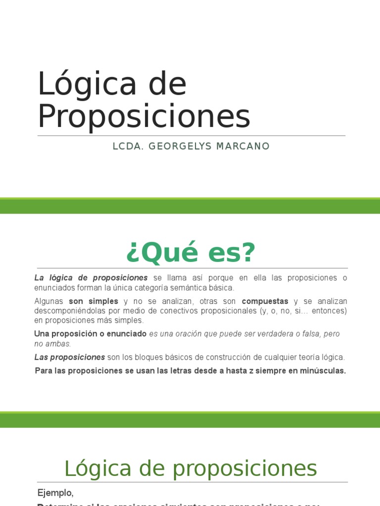 Lógica de Proposiciones | PDF | Proposición | Lógica matemática