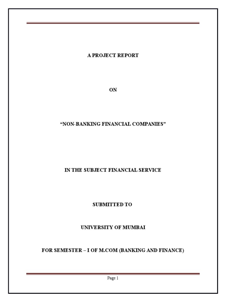Nbfc Final Project Pdf Non Bank Financial Institution Asset