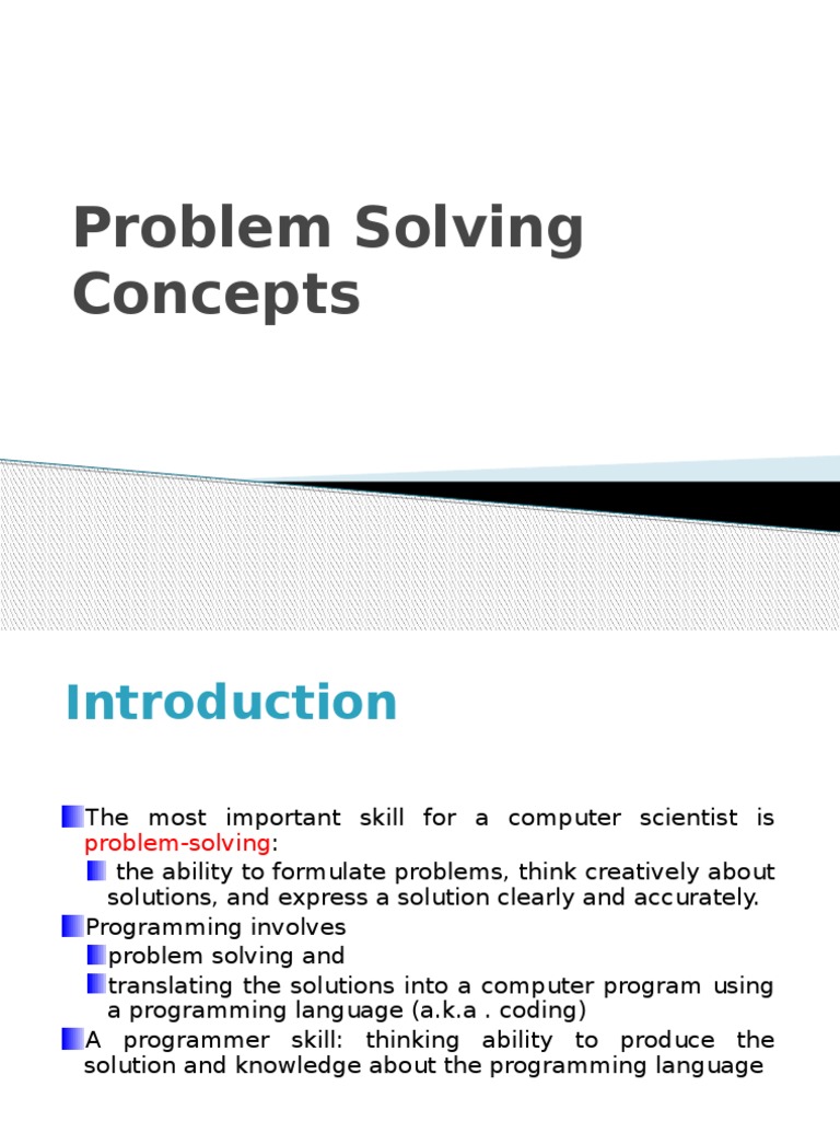 Problem Solving Concepts Algorithms Computer Program 