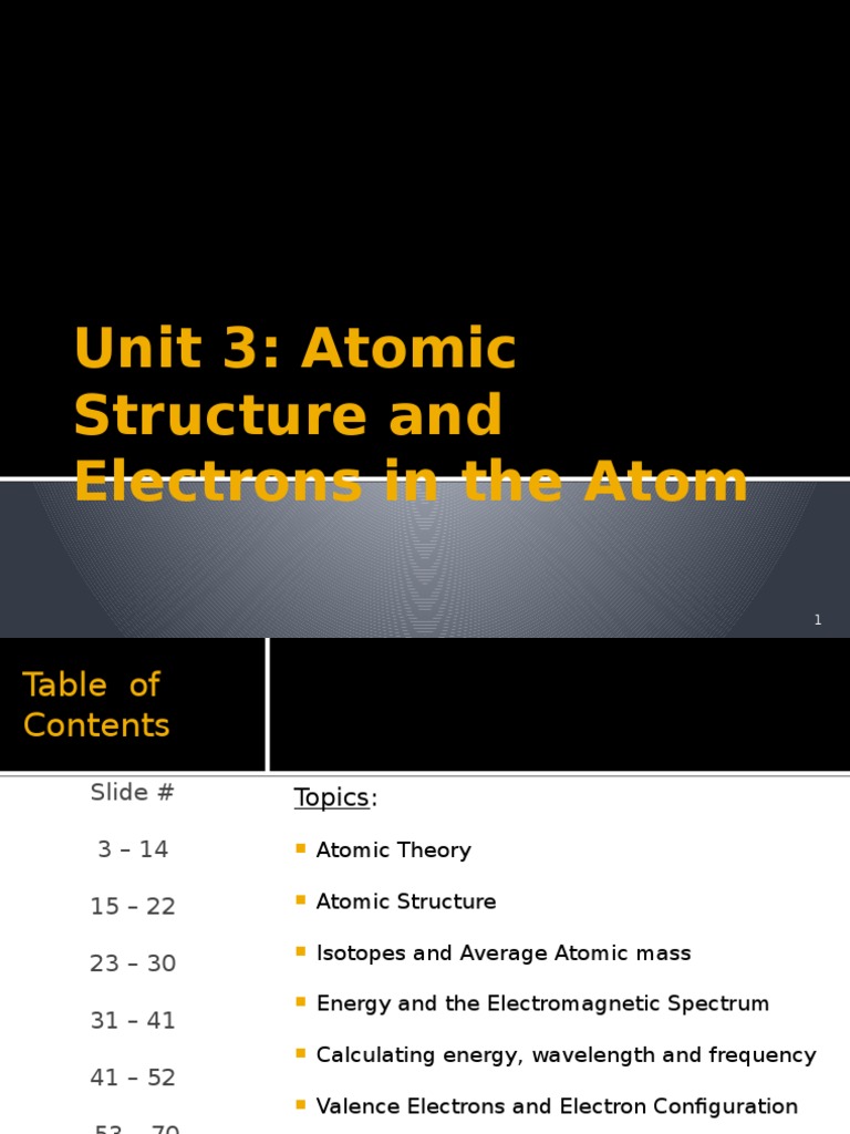 Unit 3 Atomic Structure and Electrons in The Atom | PDF ...