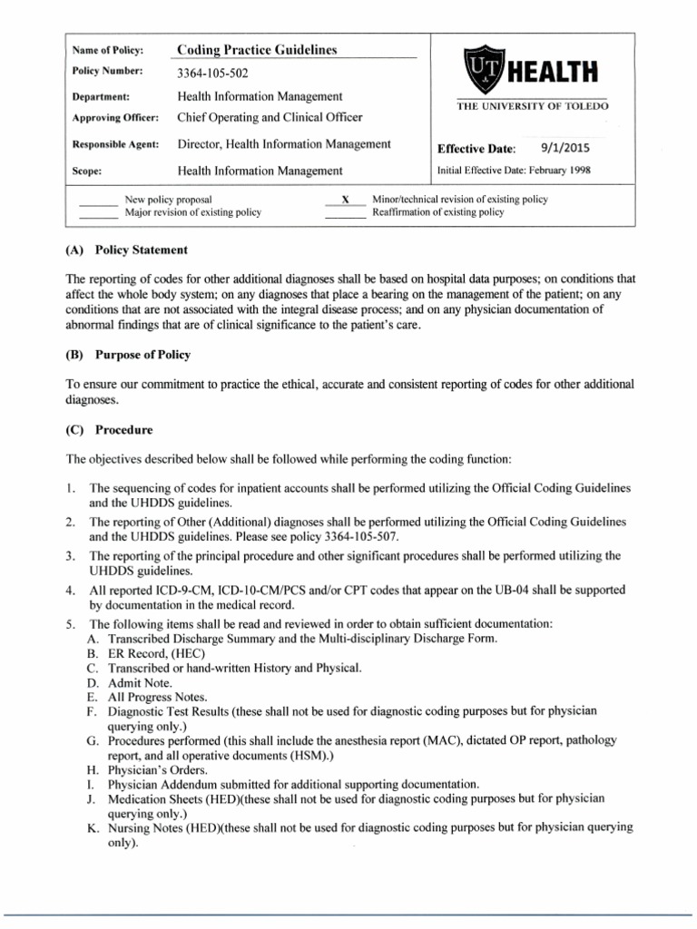 UTHealth Coding Practice Guidelines | PDF | Health Informatics ...
