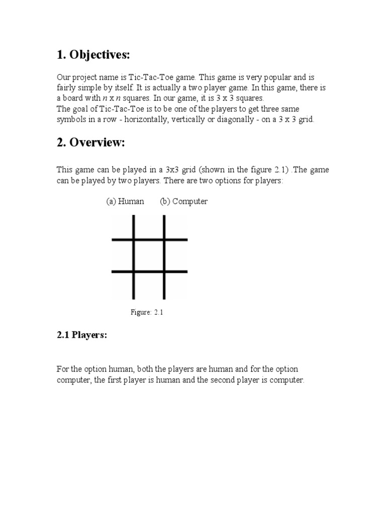 Tic-Tac-Toe Game Project Overview | PDF | Computer Programming | Areas ...