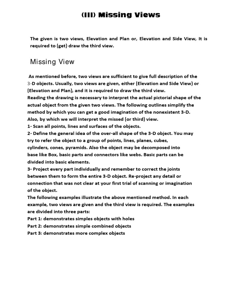 Engineering Drawing: Missing View | PDF | Teaching Methods & Materials