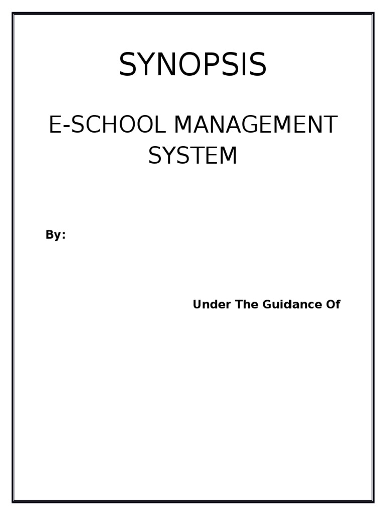 E-School Project Synopsis | PDF | Databases | Web Application