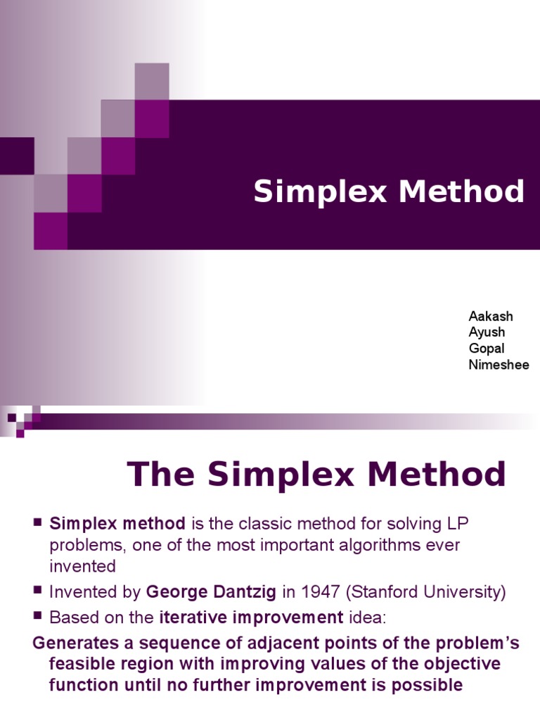 Simplex Method | PDF | Theoretical Computer Science | Computational Science Simplex Method | PDF | Theoretical Computer Science | Computational Science