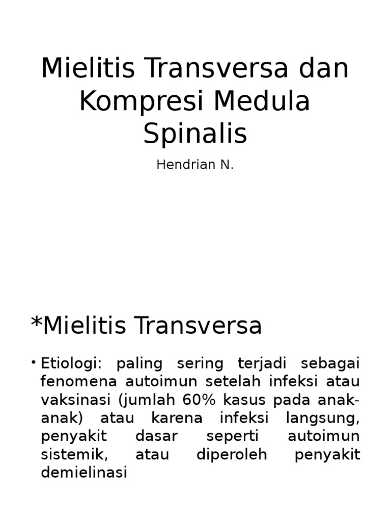 Mielitis Transversa: Diagnosis dan Tatalaksana | PDF