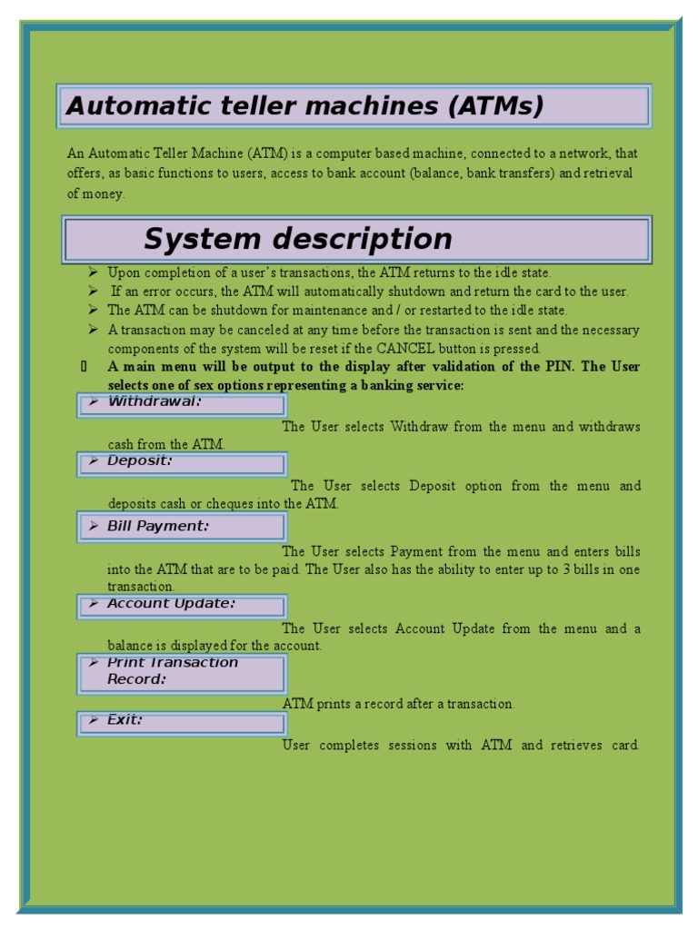 ATM Assignment | PDF | Automated Teller Machine | Personal Identification Number