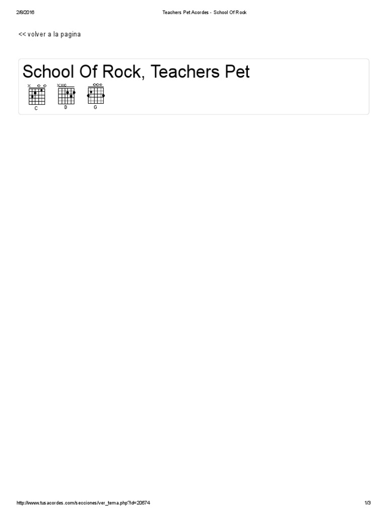 Teachers Pet Acordes - School of Rock | PDF
