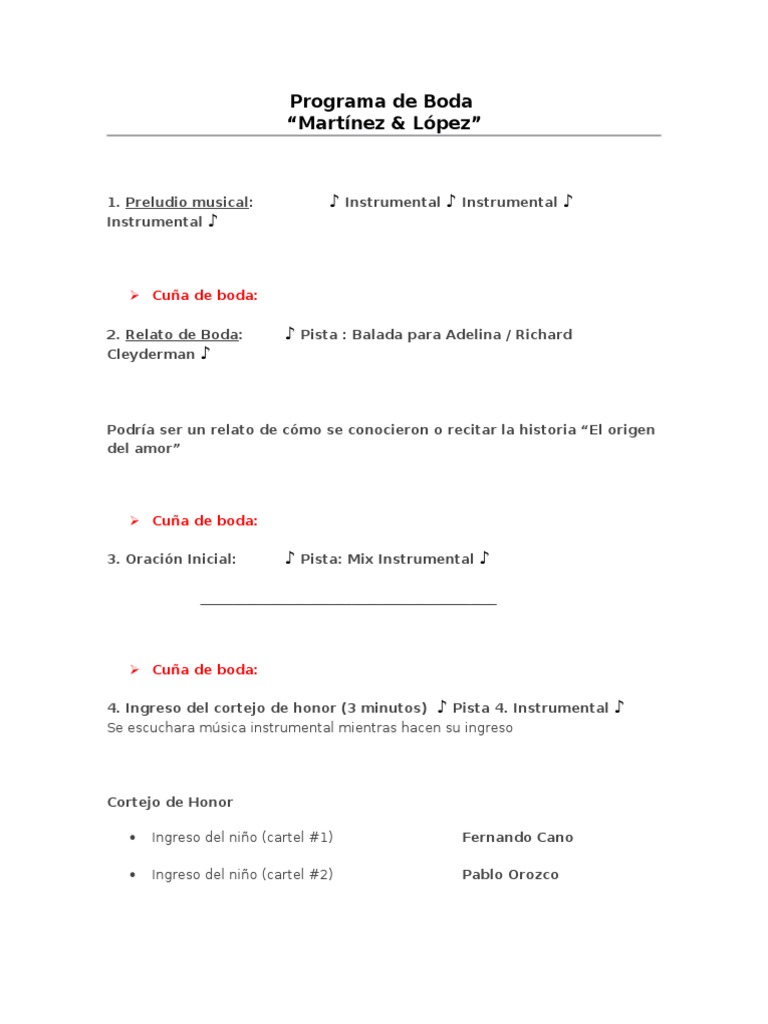 Programa de Boda | PDF