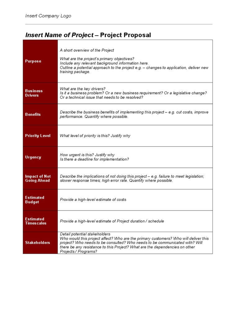 Insert Name of Project - Project Proposal | PDF | Career & Growth ...
