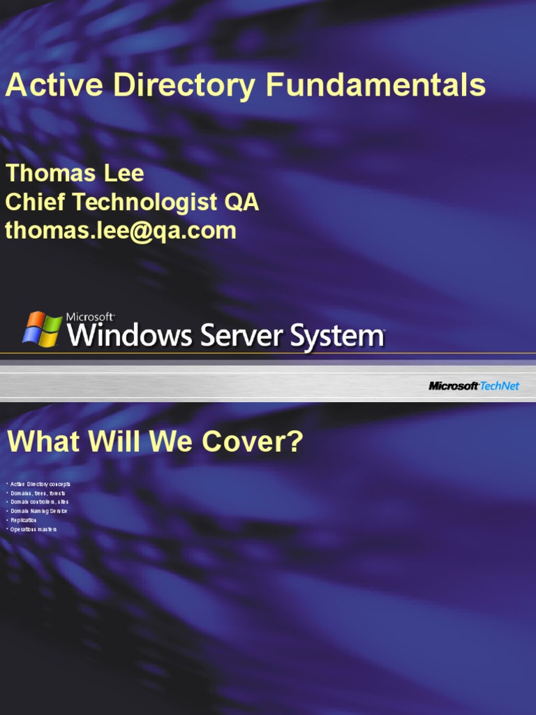 3rdNovember-Active Directory Fundamentals Administration | PDF | Active Directory | Domain Name ...