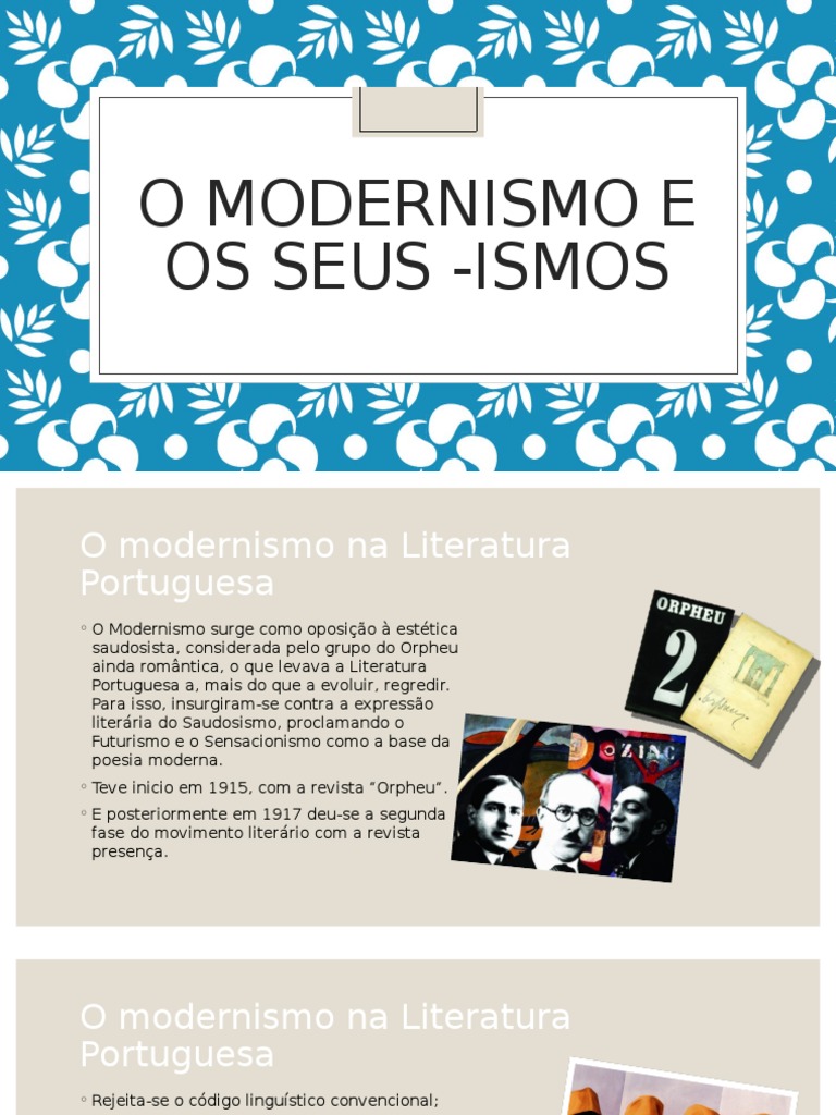 O Modernismo e os principais -ismos literários | PDF | Estética | Artes ...