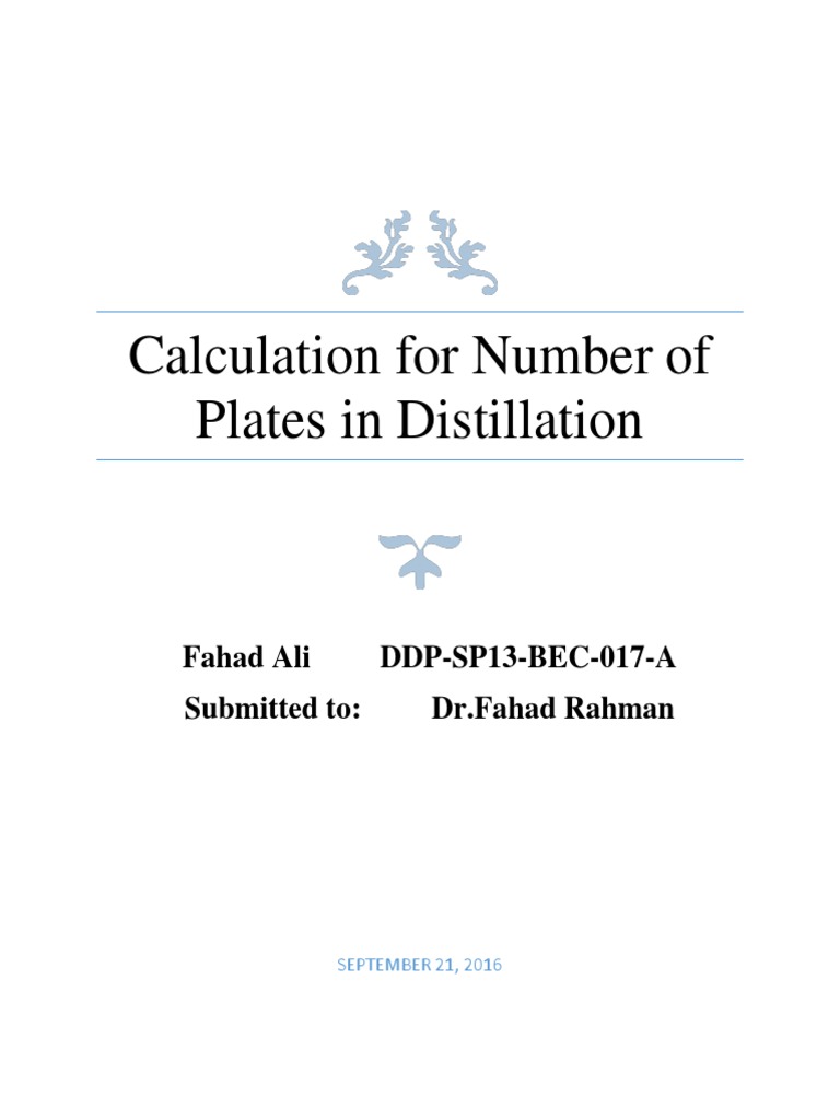Methods To Determine The Number of Plates in Distillation | PDF ...