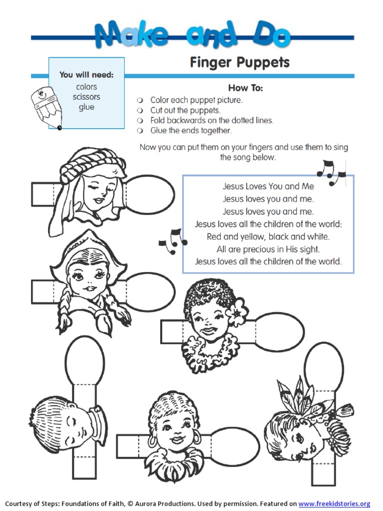 Jesus Loves The Little Children Finger Puppets | PDF