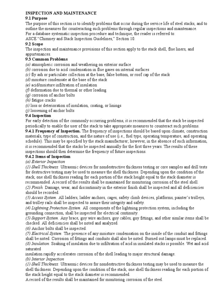 Steel Stacks Inspection and Maintenance | PDF | Chimney | Building ...