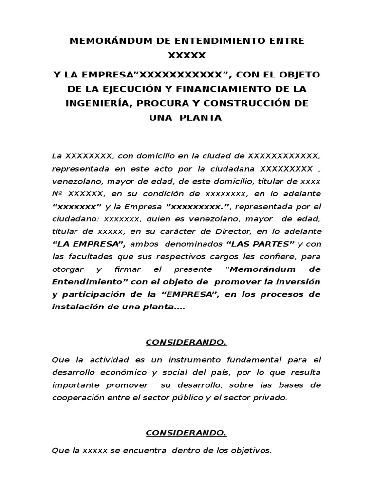 Memorandum Modelo | PDF | Memorando de entendimiento | Gobierno