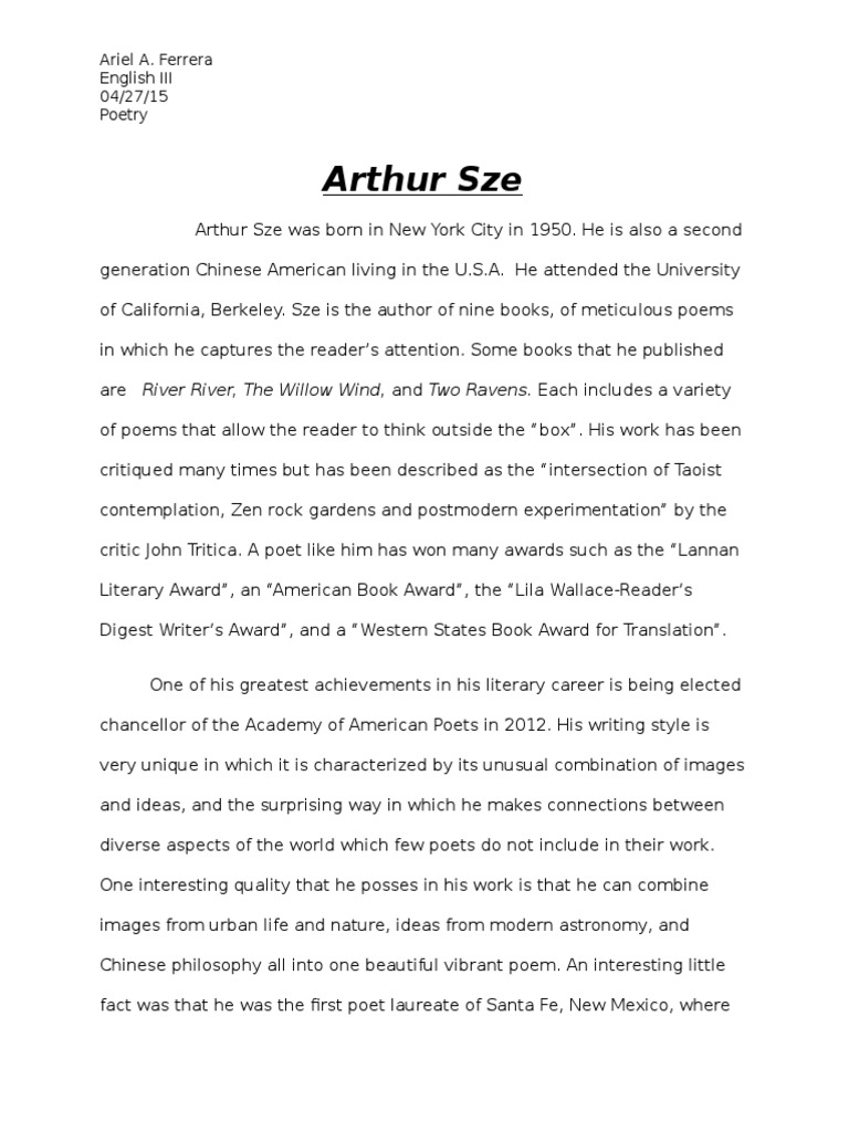 Arthur Sze | PDF | Poetry | Science