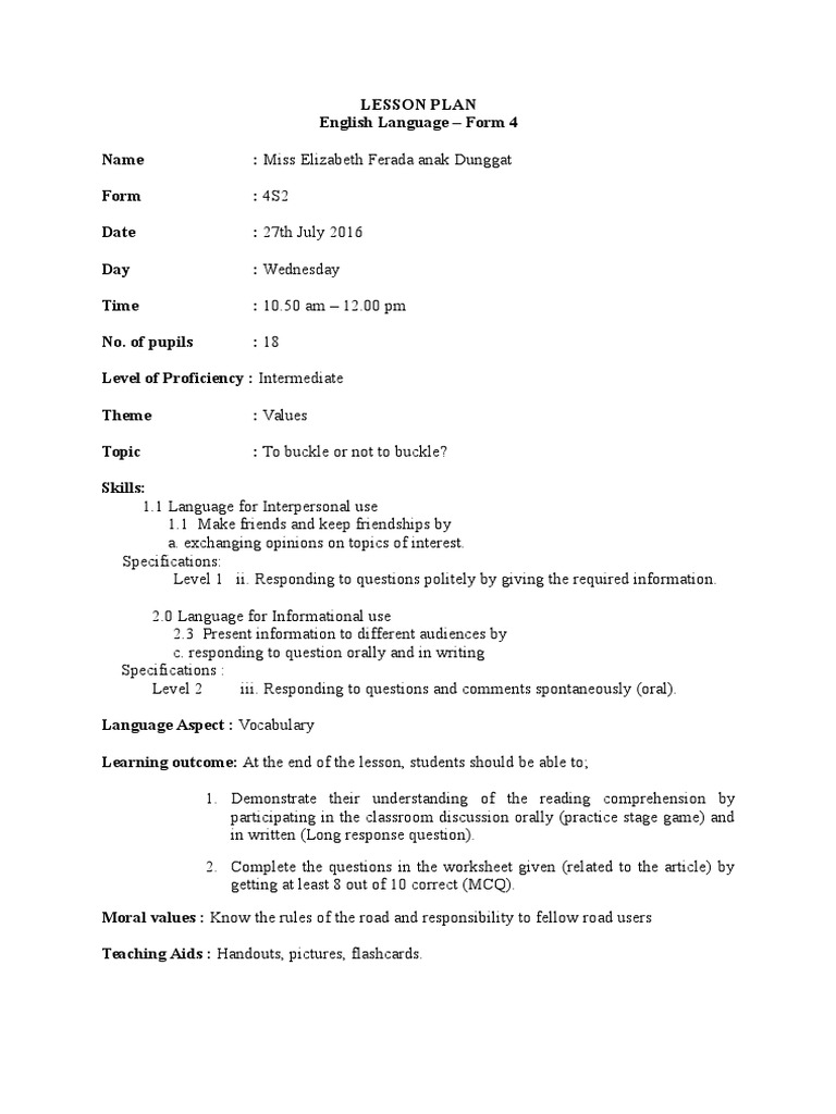 Lesson Plan GP | Download Free PDF | Lesson Plan | Reading Comprehension