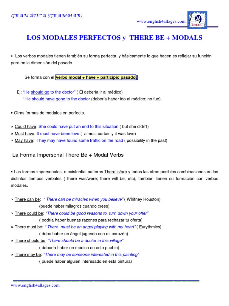 Modal - Verbs. 2 - Parte PDF | PDF | Artes del Lenguaje y Comunicación