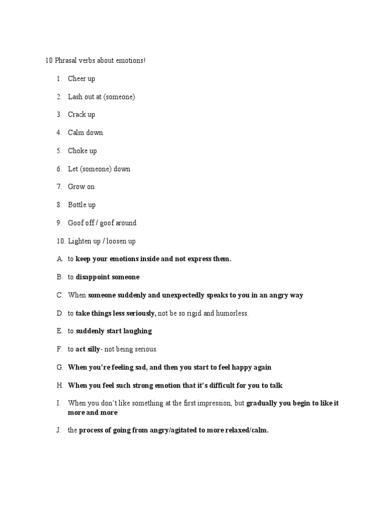Phrasal Verbs About Emotions | PDF