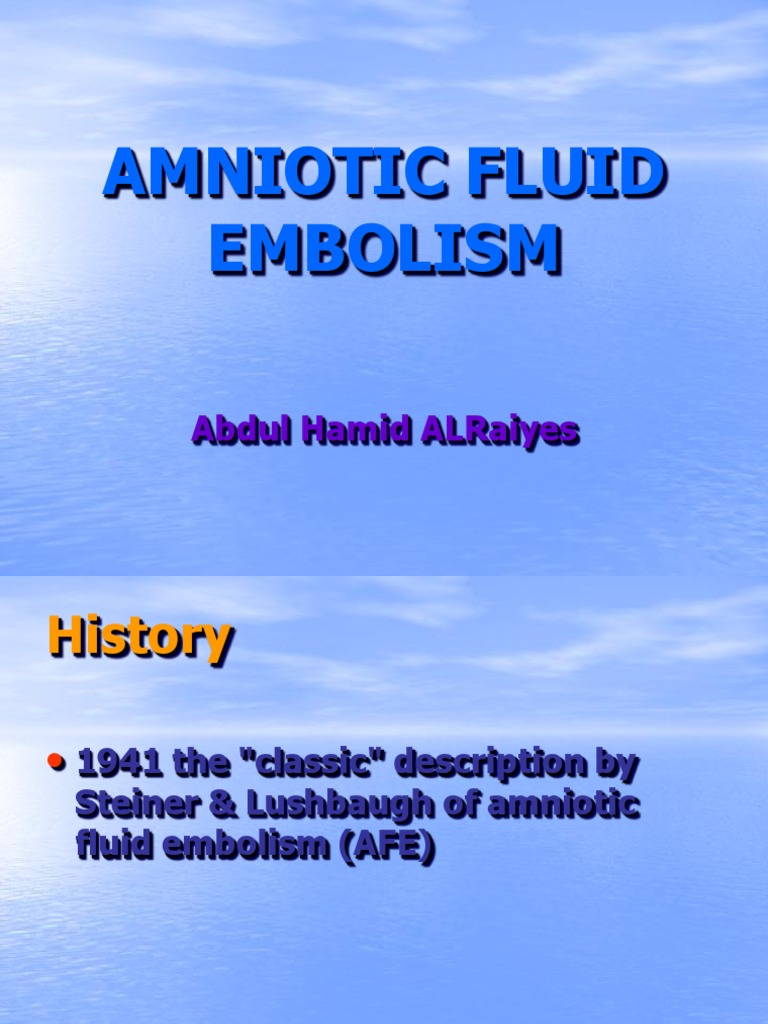 Amniotic Fluid Embolism | PDF
