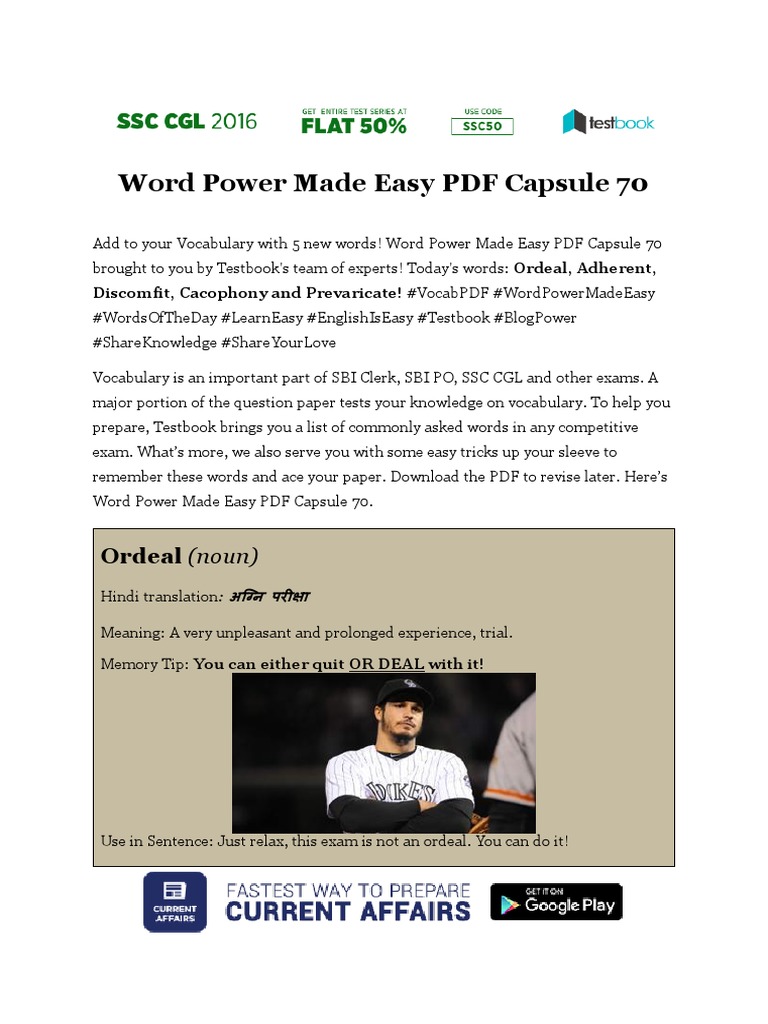 Word Power Made Easy Capsule 70 PDF | PDF | Career & Growth | Language ...