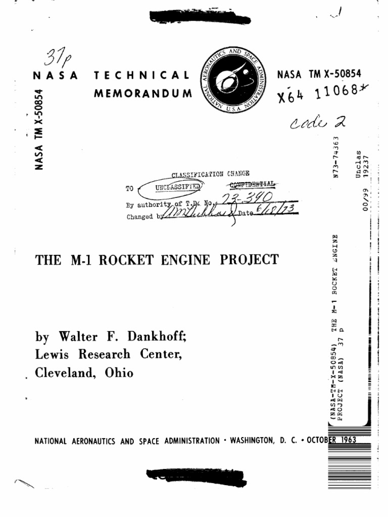 THE M-1 Rocket Engine Project: by Walter F. Dankhoff, - Lewis Research ...