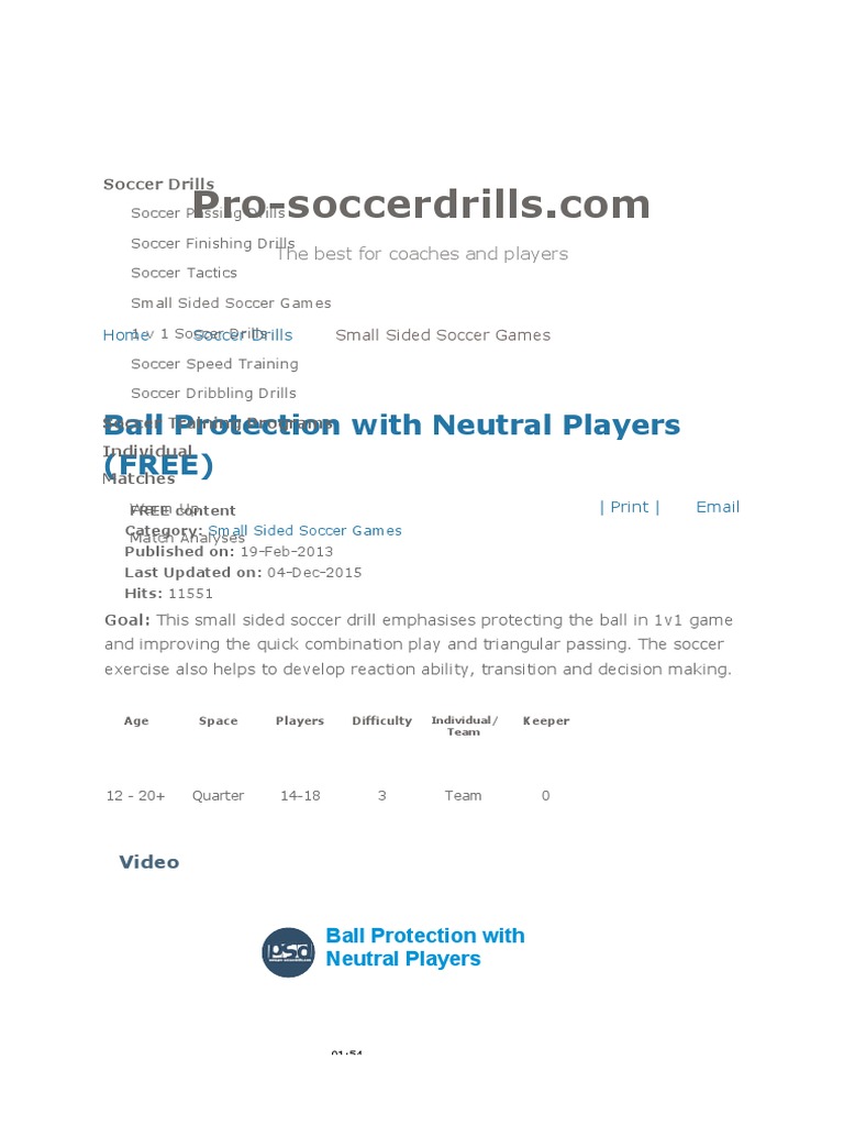 Ball Protection With Neautral Plyrs | PDF | Association Football | Leisure
