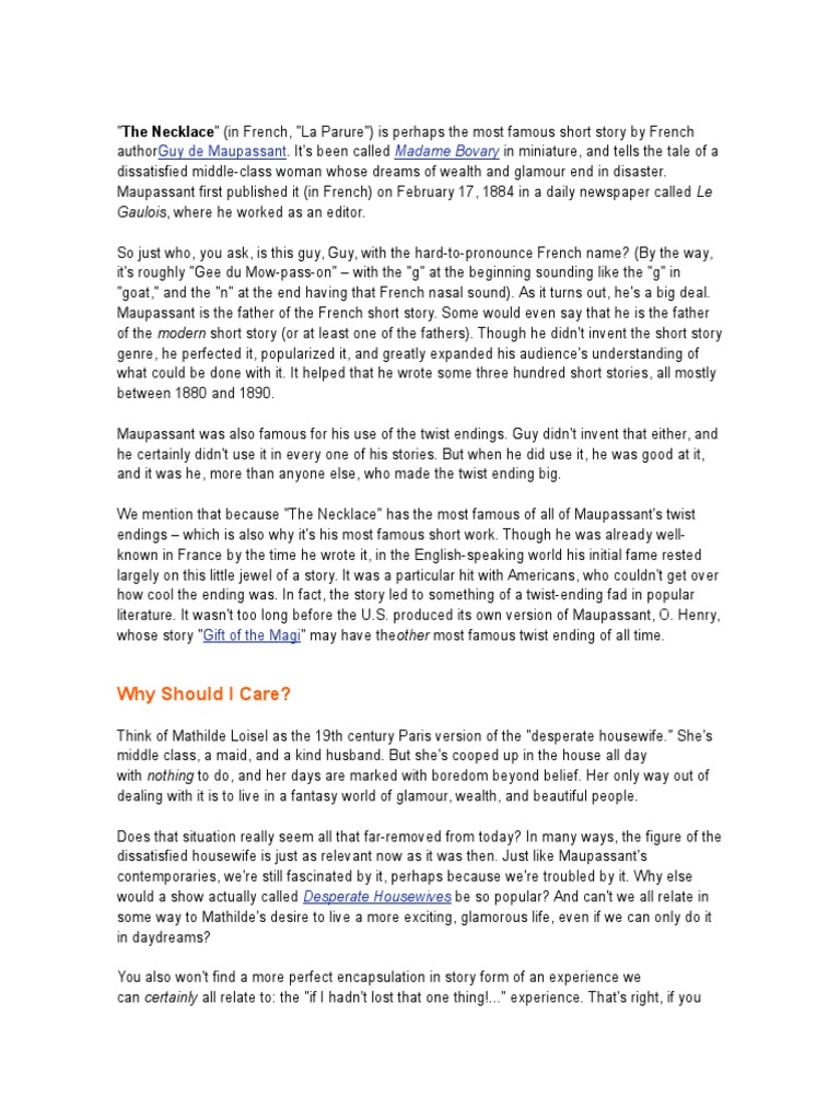 The Necklace Analysis | PDF | Narration