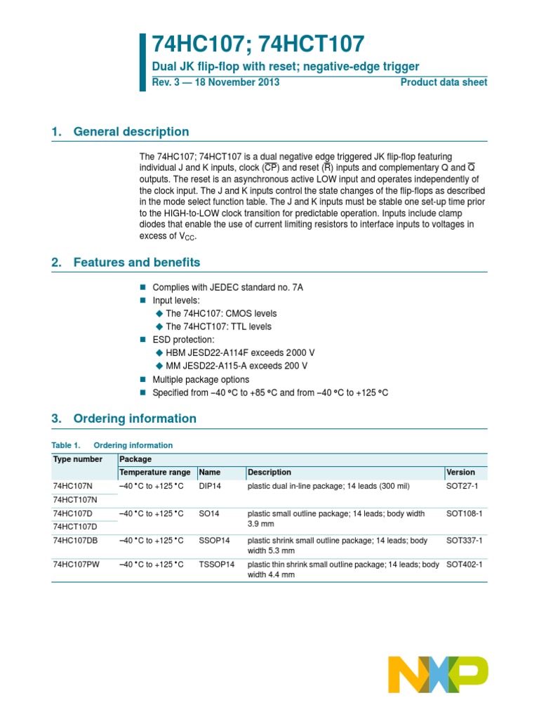 74HC107 74HCT107: 1. General Description | PDF | Contractual Term ...