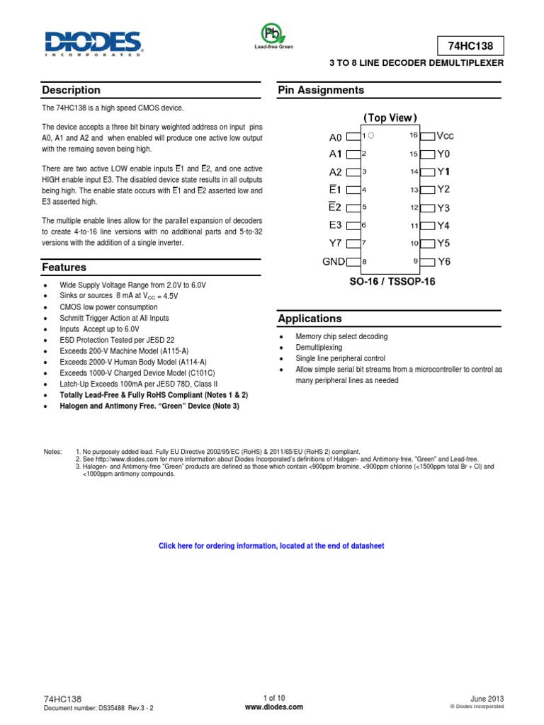 3 To 8 Line Decoder Demultiplexer | PDF | Trademark | Electrostatic ...