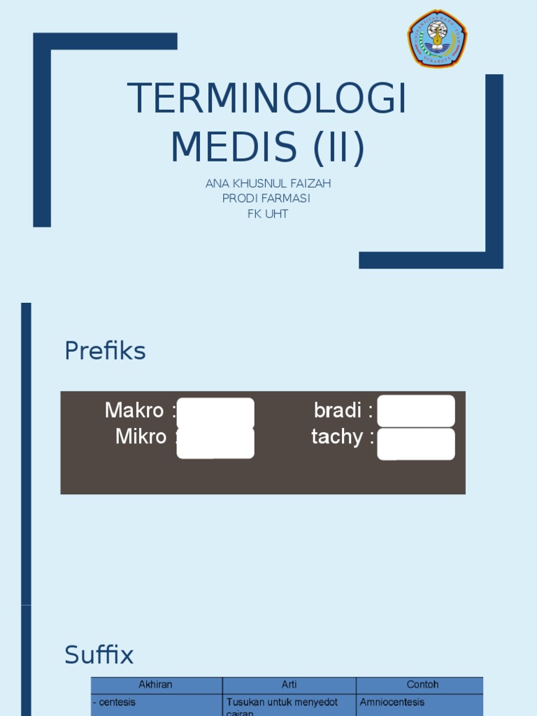 Terminologi Medis (Ii) : Ana Khusnul Faizah Prodi Farmasi FK Uht | PDF