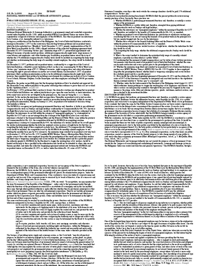 Nawasa vs. Nawasa | PDF | Overtime | Working Time