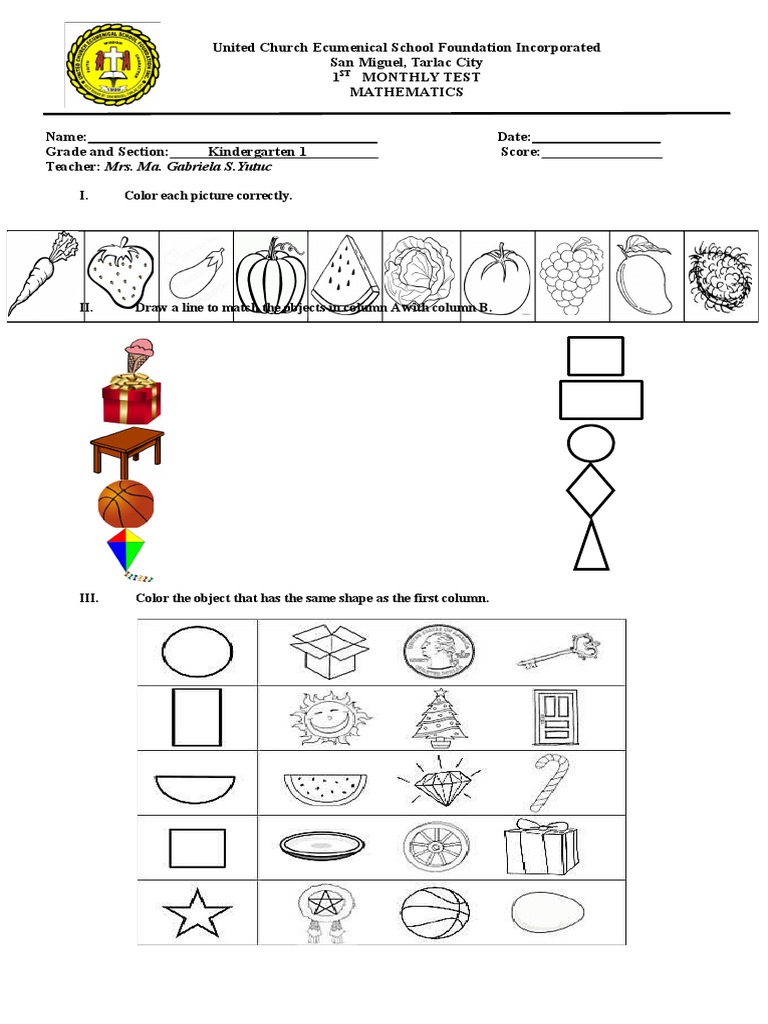 Color Each Picture Correctly | PDF