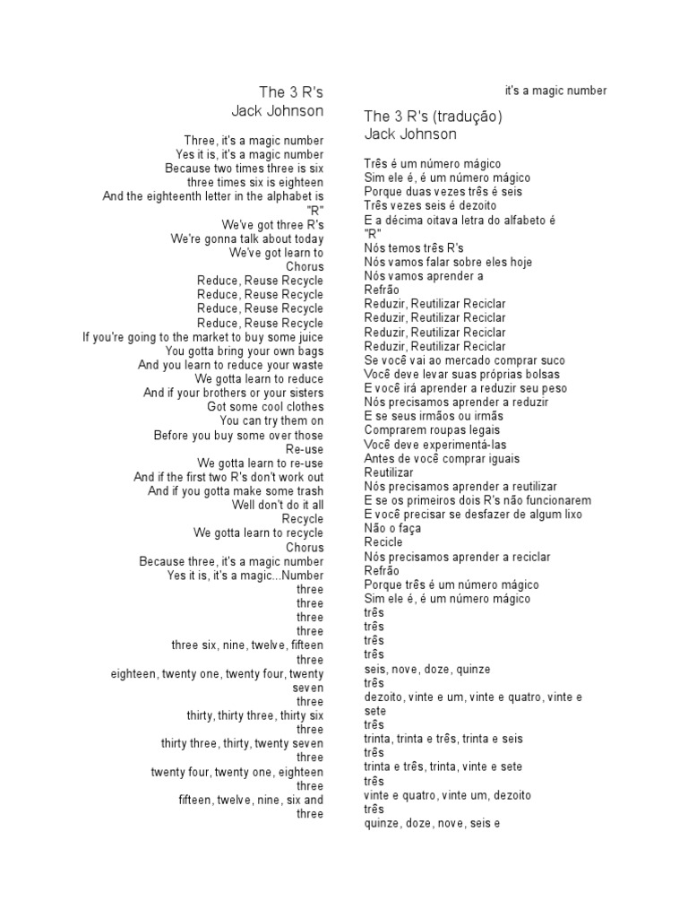 The 3 R's Jack Johnson | PDF