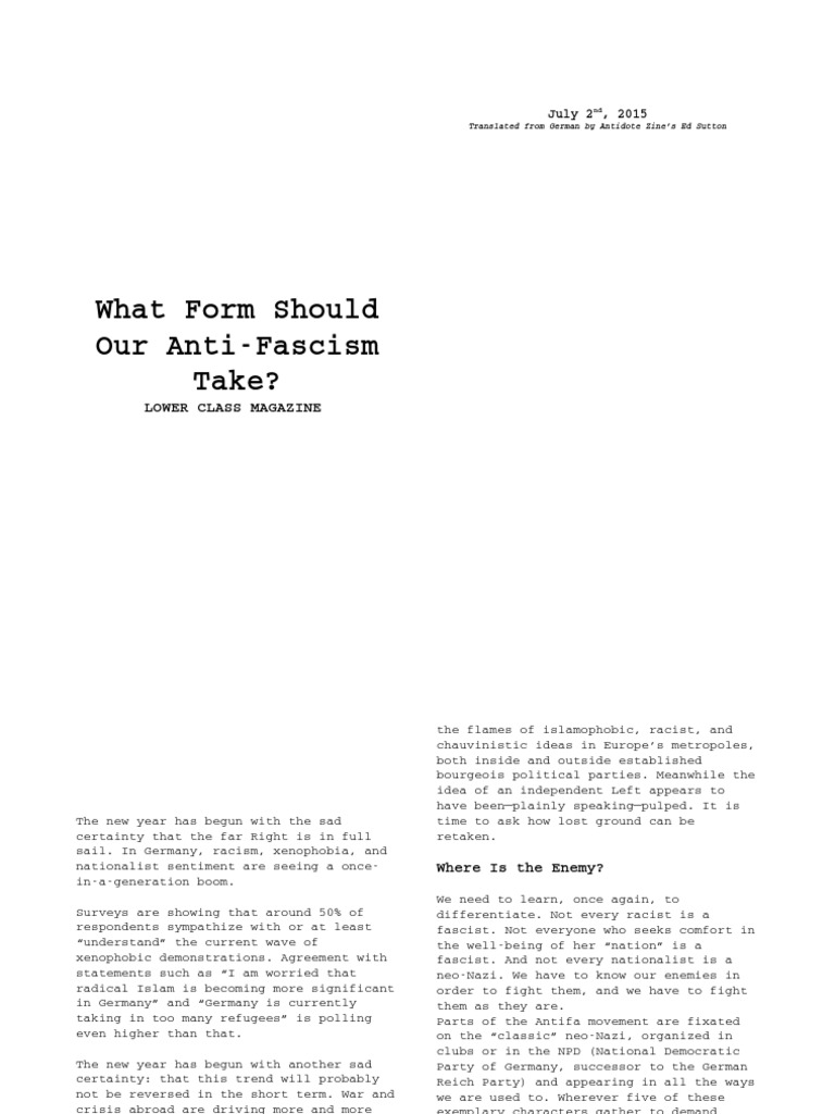 What Form Should Our Antifascism Take | PDF | Anti Fascism | Fascism