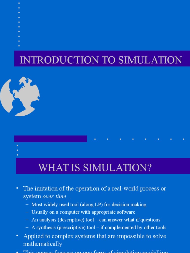 Introduction To Simulation | PDF | Mathematical Model | Simulation