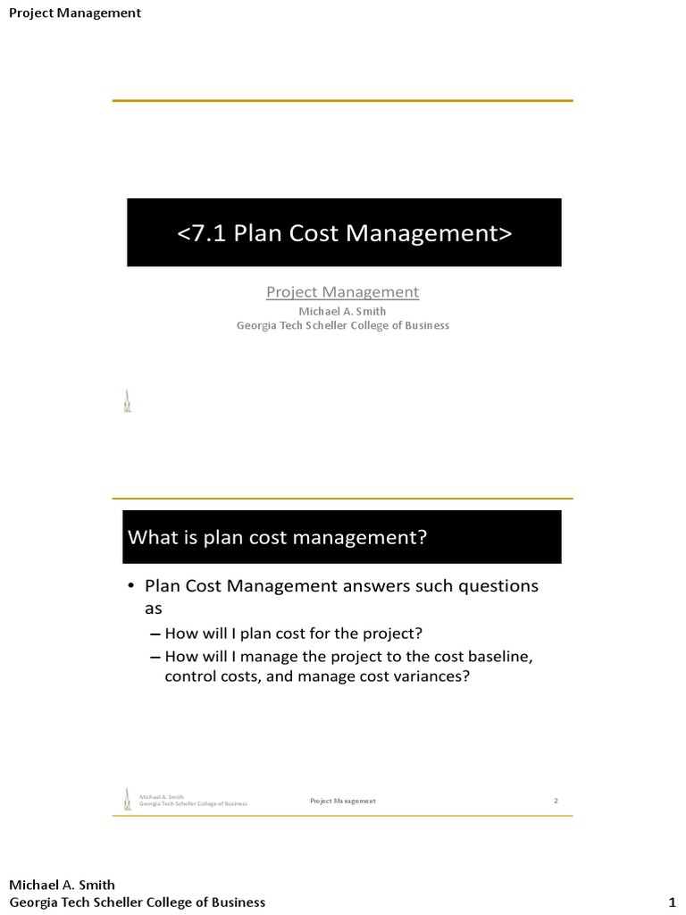 PMBOK 07 1 Plan Cost Management PDF | PDF | Cost Accounting | Project ...