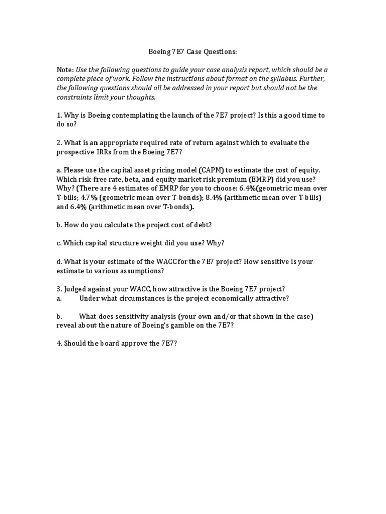 Boeing 7E7 Case Questions PDF | PDF