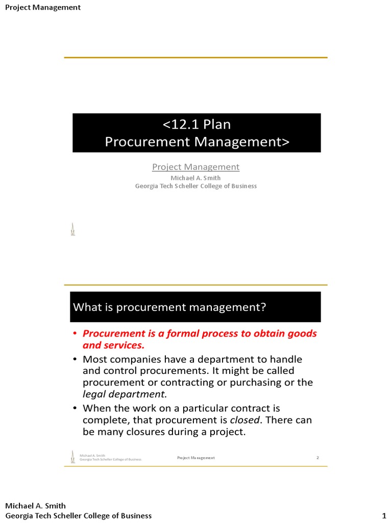 PMBOK 12 1 Plan Procurement Management PDF | PDF | Request For Proposal ...