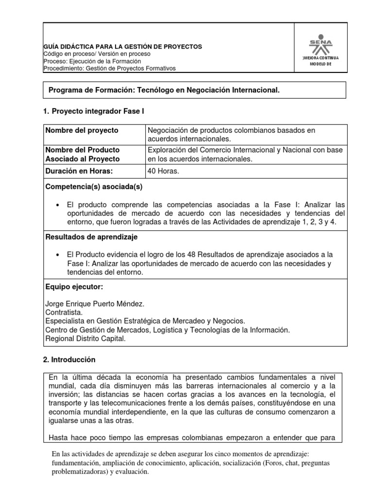 Proyecto Integrador Fase I | PDF | Gestión de proyectos | Aprendizaje