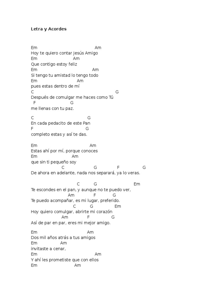 Letra Y Acordes Pdf Eucaristía Religión Y Creencia