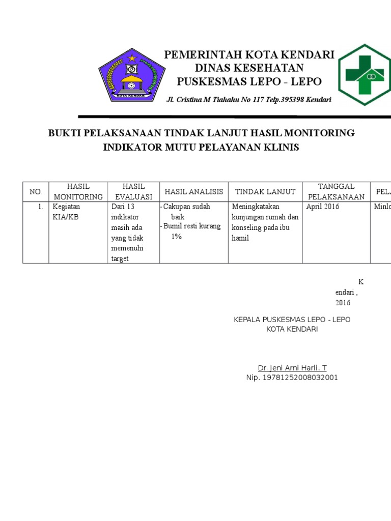 Bukti Pelaksanaan Tindak Lanjut | PDF