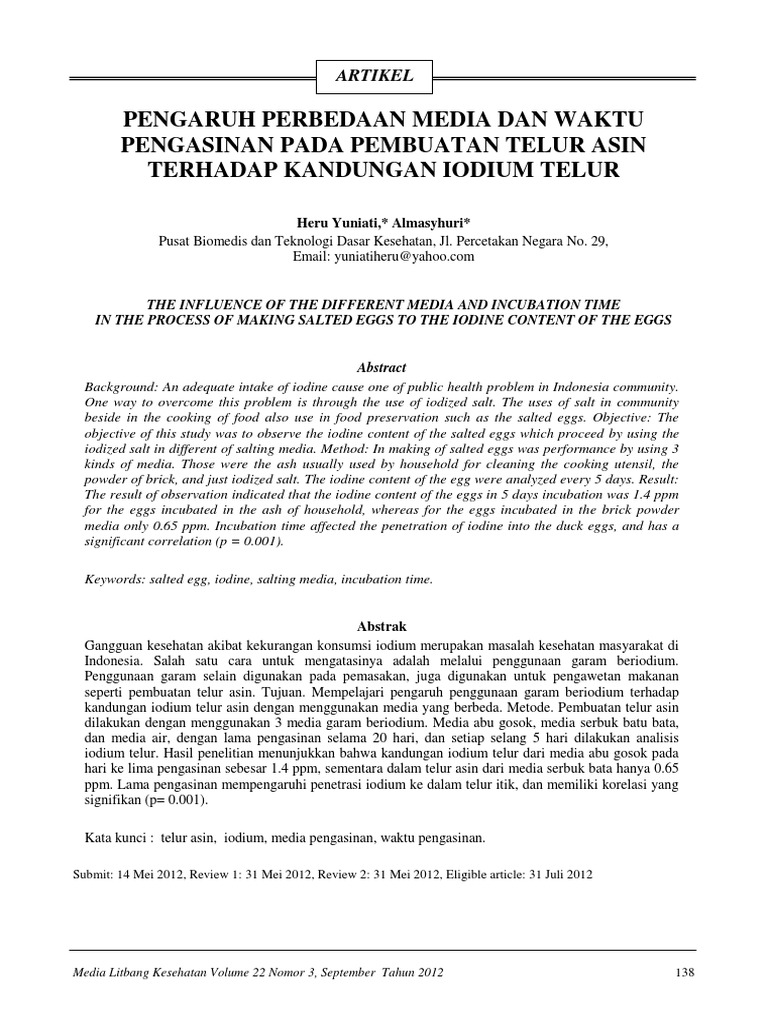 Iodium Pada Telur Asin | PDF | Garam | Zat Kimia