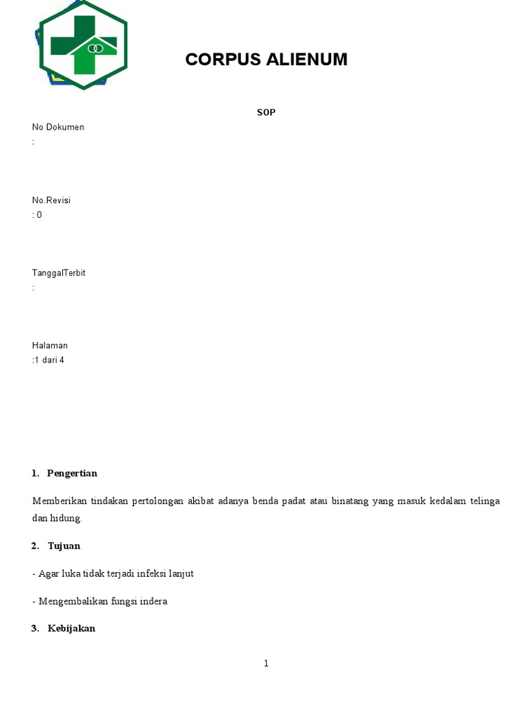 Sop Corpus Alienum | PDF