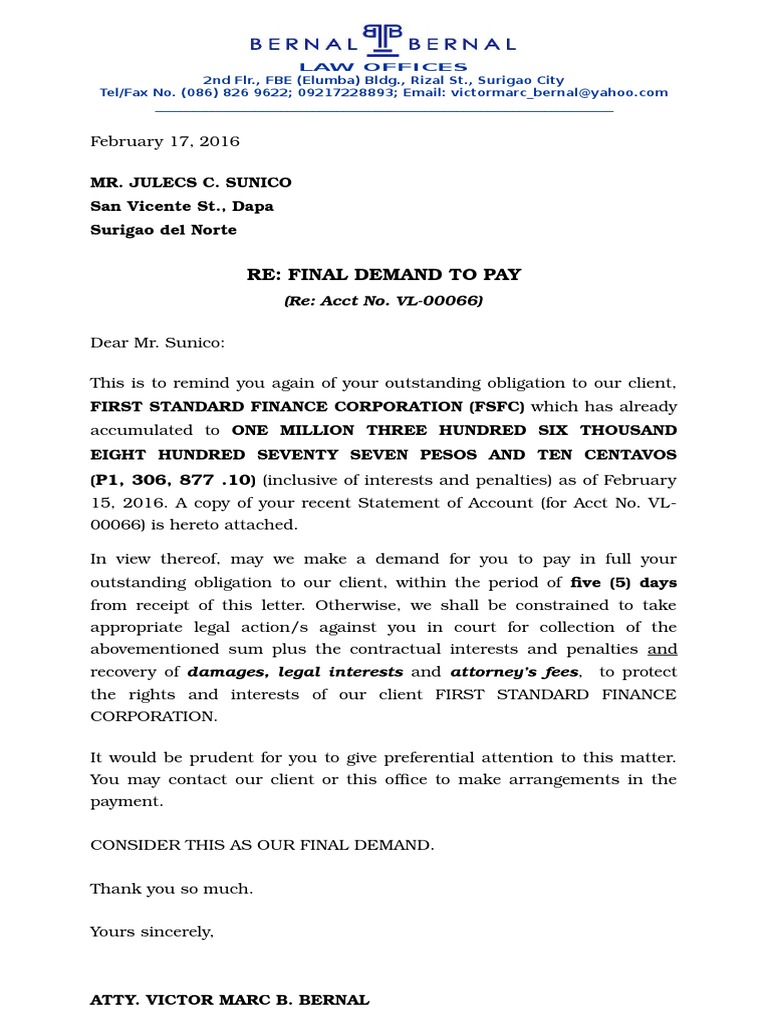 Final Demand Letter | PDF