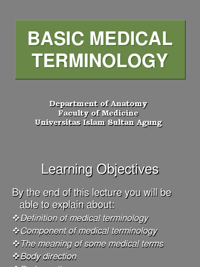 Basic Medical Terminology PDF | PDF | Anatomical Terms Of Location ...