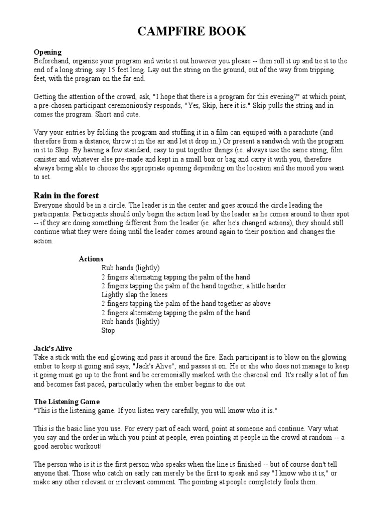 Campfire Book: Rain in The Forest | PDF | Applause | Storytelling