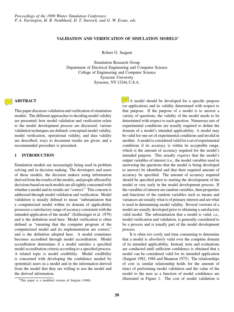 Validation Verification Pdf Conceptual Model Computer Simulation